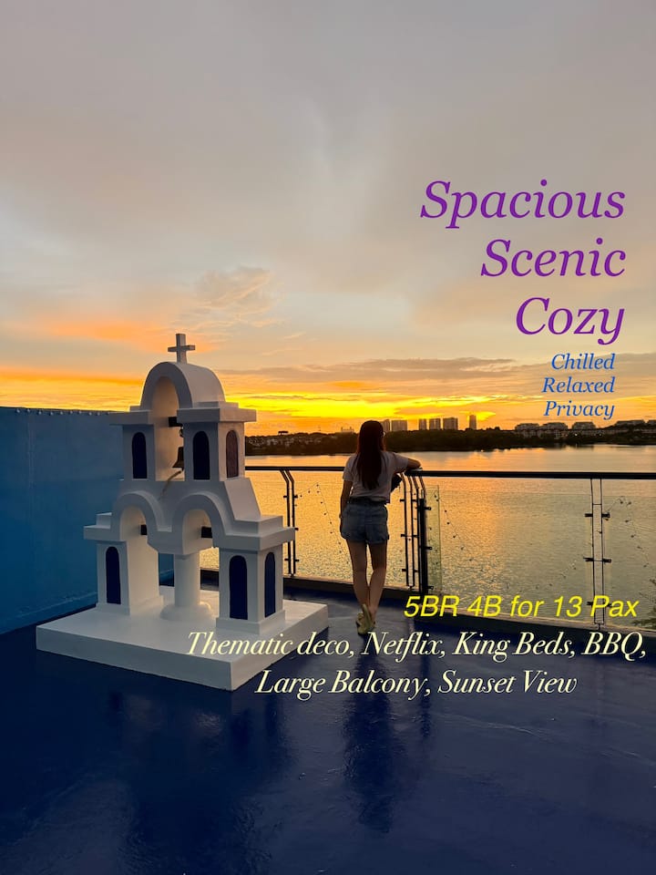 Santorini 3000sqft Villa, Rooftop Bbq, 5br, 13 Pax - Puchong