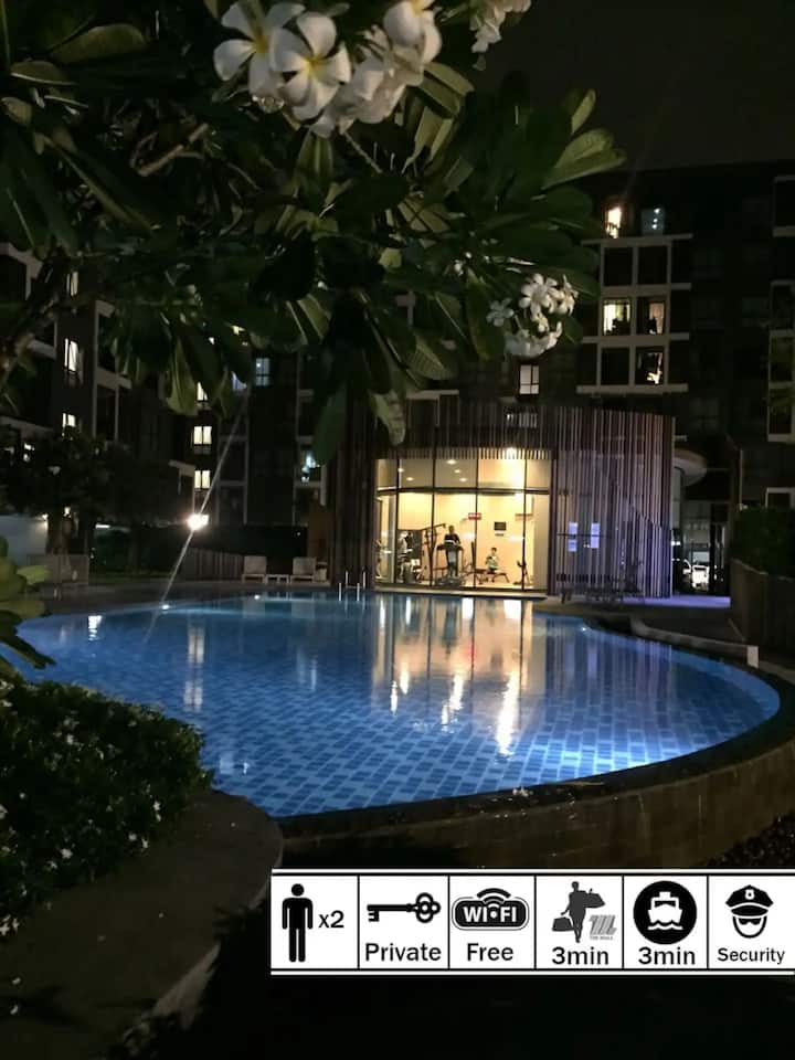 5 Mins Mall/pool/gym/mrt/netfilx - Bang Kapi District