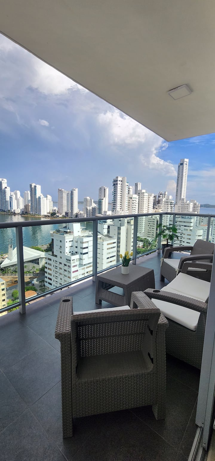 Bocagrande  2 Hab+piscina+vista Panorámica A Bahía - Cartagena