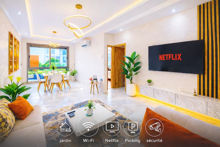Spacieux Lux•balcon Jardin•confort &15min Aéroport - Fes