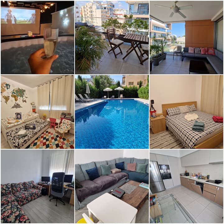 Penthouse:pool, Jacuzzi,party Roof 3min Walk->sea - Limassol