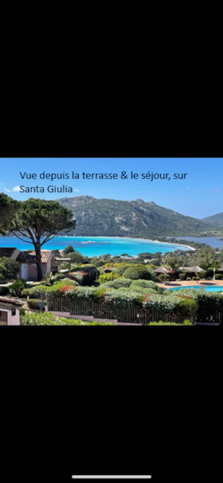 T3 Vue Mer Plage à Pieds, Piscine Chauffée à 150m - Porto-Vecchio