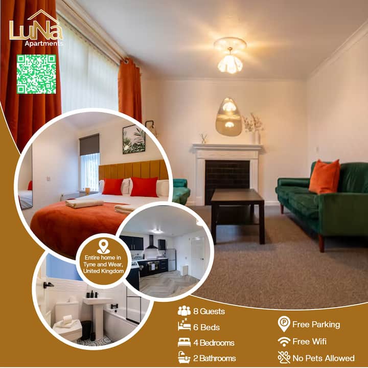 6-bed Home For Families & Groups | Long Stays. - Newcastle upon Tyne
