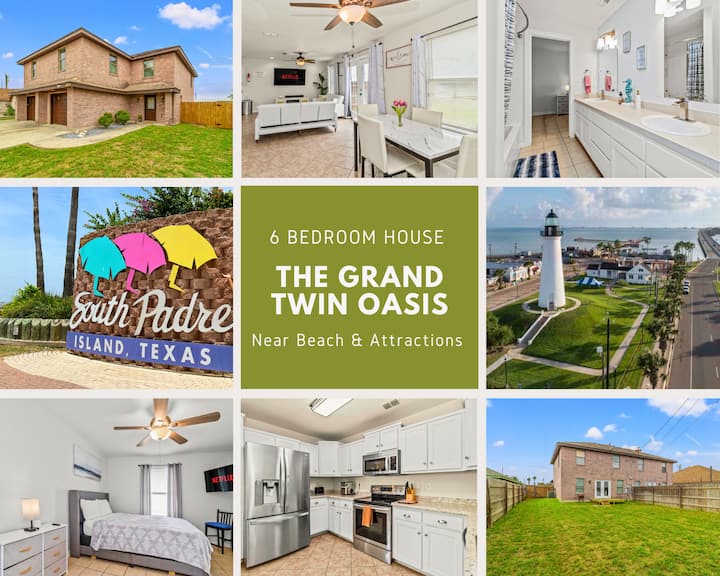 Grand Twin Oasis | 6br Near Beach & Attractions - South Padre Island