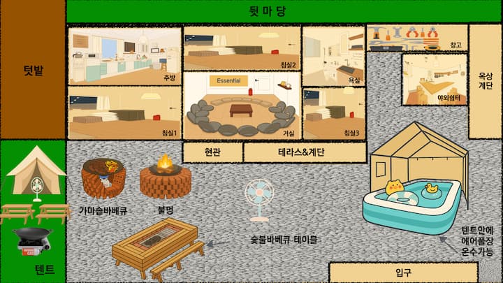 <섬섬옥서> 군산펜션 [숯불,가마솥 바베큐, 불멍, 온수풀장, 야외텐트, 최대20인] - 소룡동