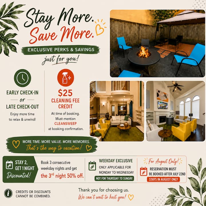 Casa Cove Central | 2 Homes + Pool | Sleeps 16 - Bellaire, TX