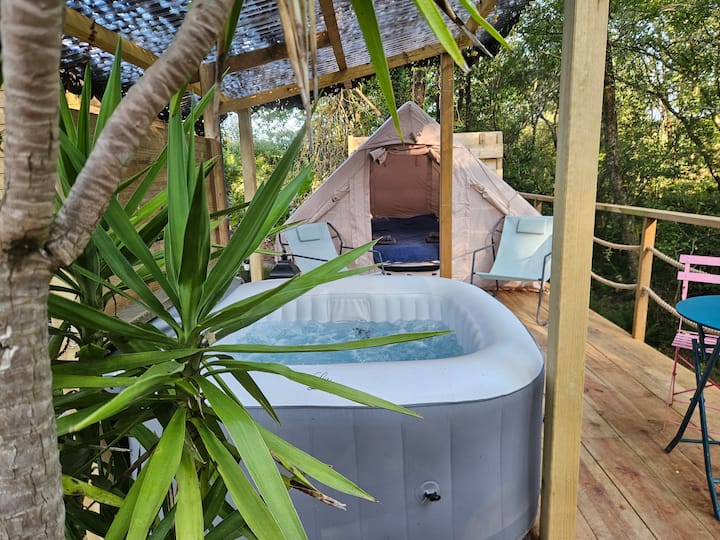 Douce Nuit En Tente Cosy Avec Jacuzzi - 朗德