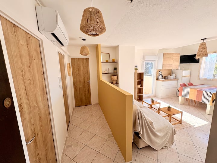 T2 Climatisé 2 Min Plage–balcon & Piscine/tennis - Agde