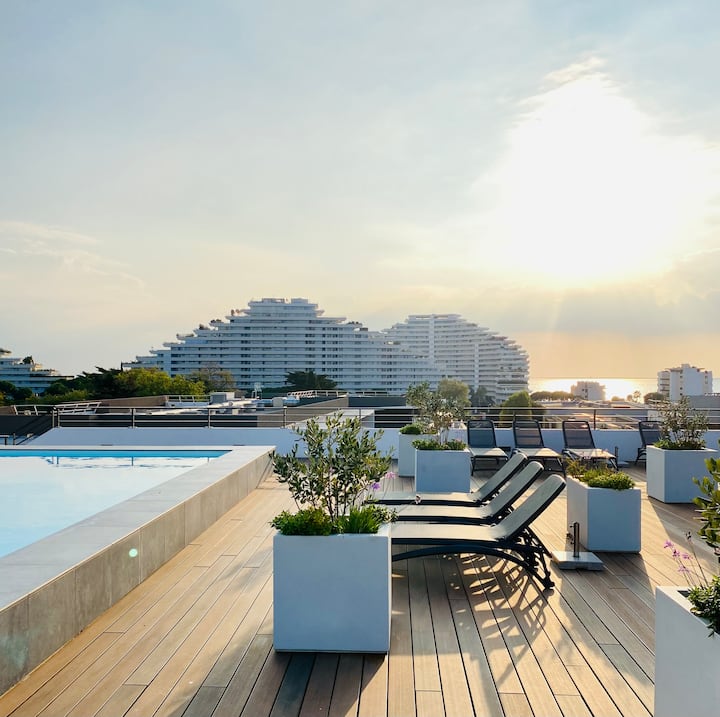 Vue Mer & Piscine Rooftop – La Baie De Yam - Plage des Bouches du Loup
