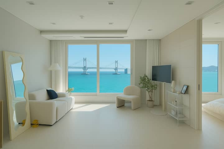 [합법숙소] 일출•연초모임•침실2+거실1•침대3•무료주차•6인•밀락더마켓•풀오션뷰•미스터멘 - Busan