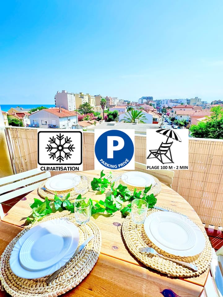 F2-4pers* Vue*plage*clim*parking - Canet-en-Roussillon
