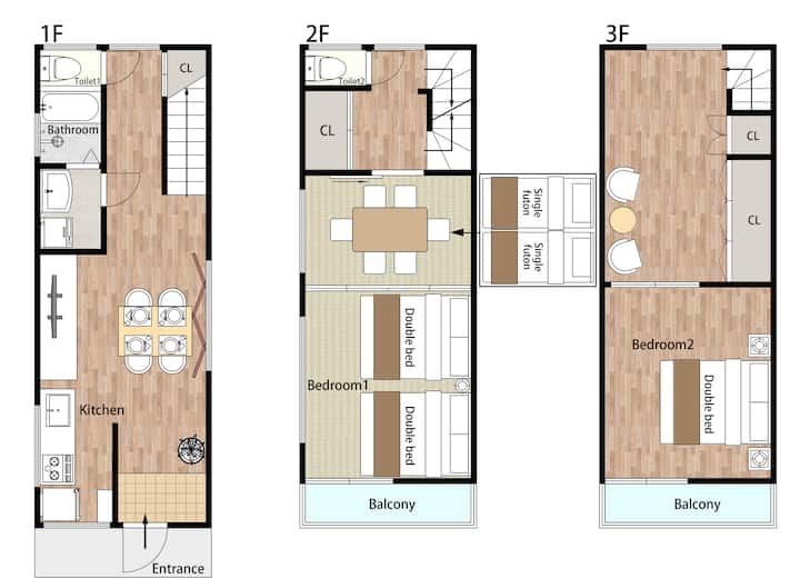 Osaka Tsuruhashi 6ppl House 丨3 Stop To Namba Usj - Japan