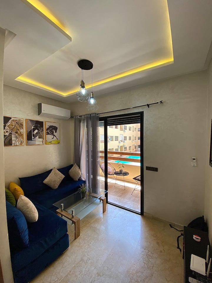Cozy 1br Apt With Pool View Facing Gueliz Train - Marrakesh