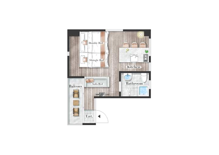 Shibuya 1stop/meguro River/5ppl/balcony View/wi-fi - Harajuku
