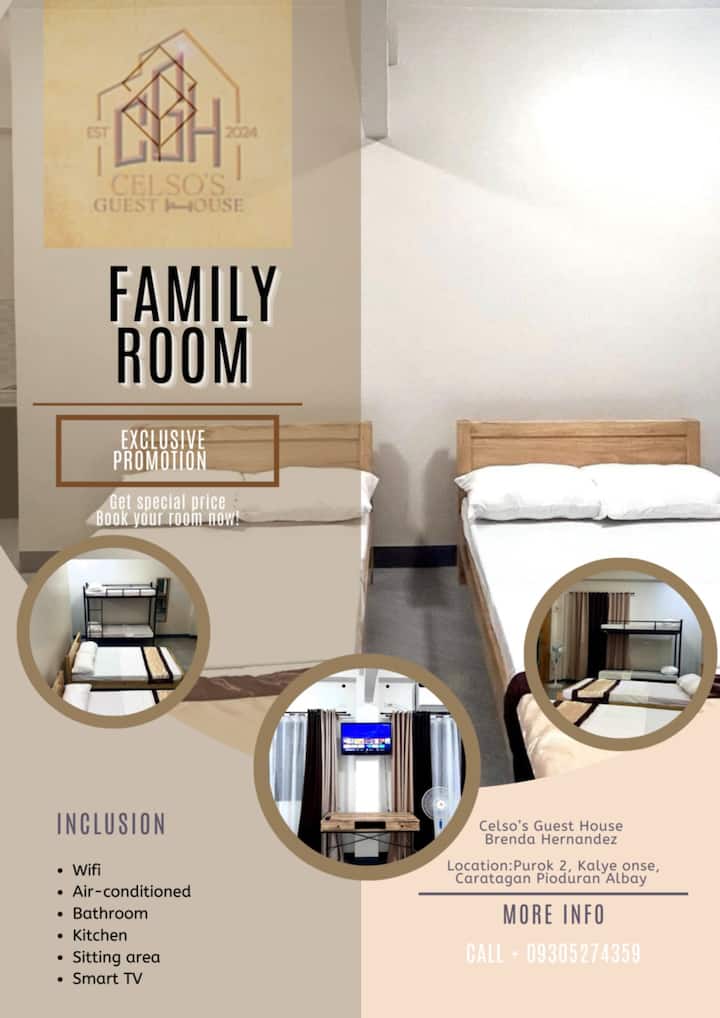 Celso’s Guest House 
Family Room - Pio Duran