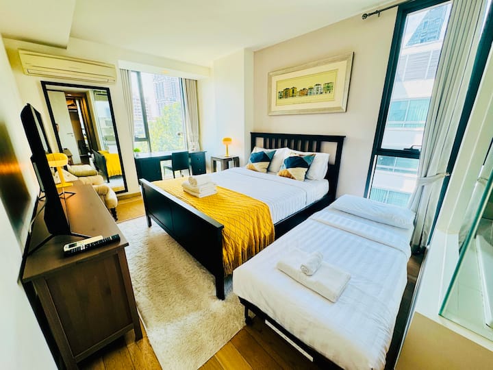 Cozy Comfy 1br 3pax Gardenview 700m Bts Thonglo - Bangkok