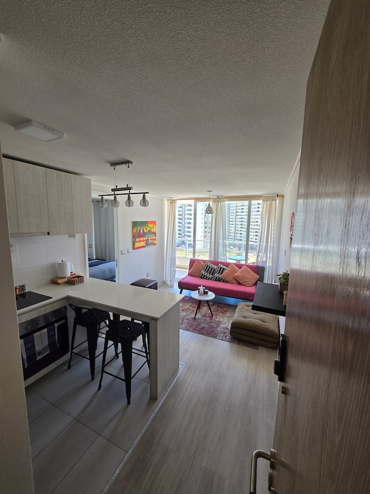 Depto. Vista Parque / Mar, Con Piscina Climatizada - Concón