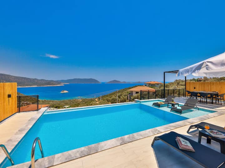 Kaş Sısla Full Deniz Manzaralı öZel Havuzlu Villa - Kaş