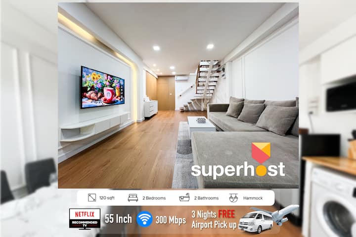 Cozy Oasis | 2br | 5mins Bts/arl 10pax | 120 Sqm - بانكوك