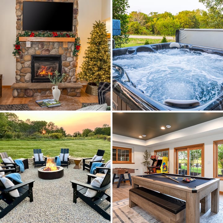 Luxury Stay- Sauna, Hot Tub, Fire Pit, Arcade! - Galena, IL