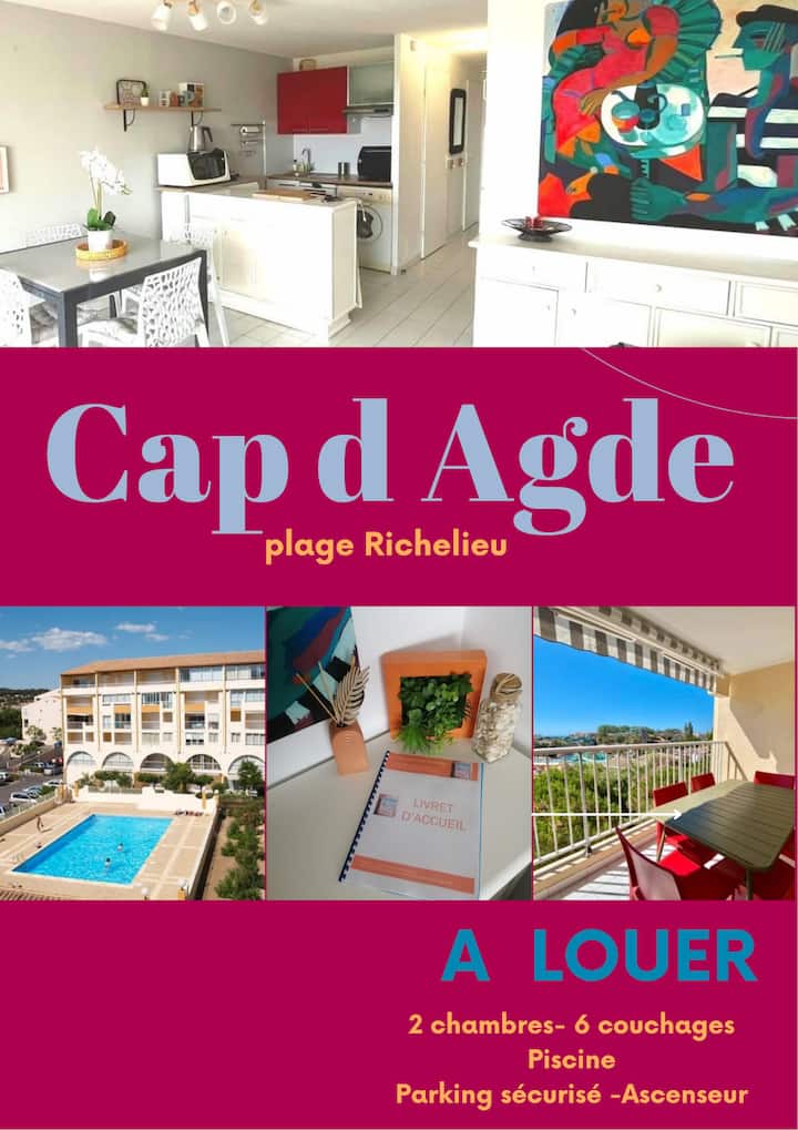 Cap D Agde Appart Lumineux 
Vue  Mer Richelieu - Le Grau d'Agde