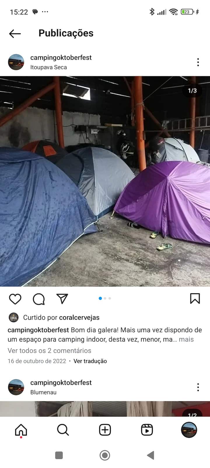 Camping Indoor Oktoberfest R$65 P/pessoa/diária - Blumenau