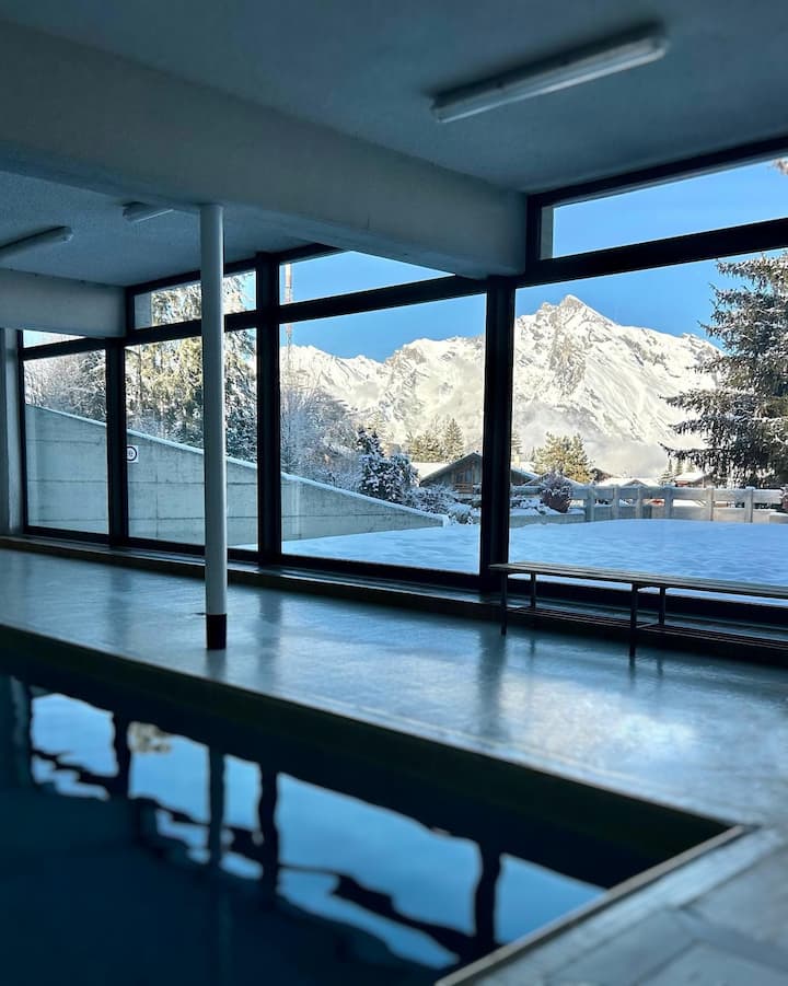 Vue & Piscine Rétro Chic Centre - Nendaz