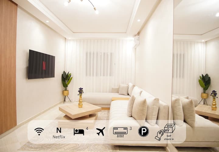 Bright Flat Near Airport & Center | Fast Check In - Marrakesh