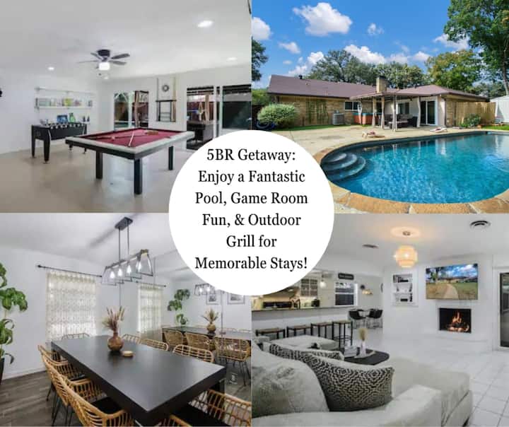 Spacious 5br Getaway  Pool, Grill & Game Room - Irving, TX