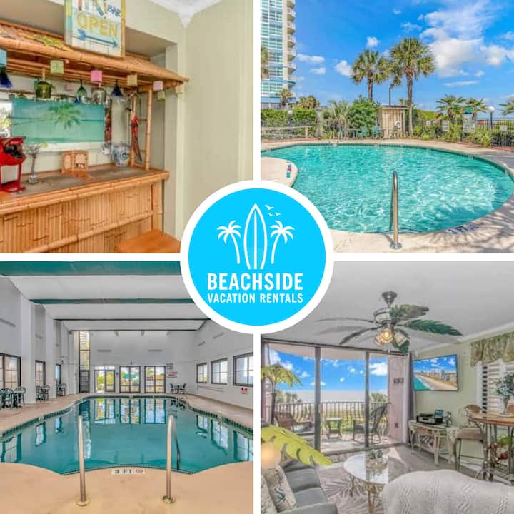 Direct Oceanfront On Boardwalk | Tiki Bar & Pools - Myrtle Beach, SC