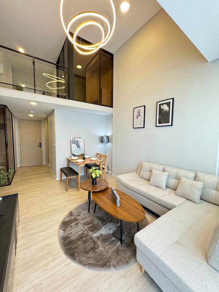 Landmark@mrta  复式公寓/两卧两卫/免费停车场/厨房/洗衣机/免费健身&泳池/C11f - Bangkok