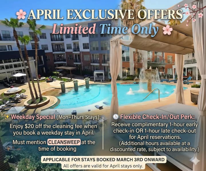 Spring Deal | Galleria Luxury Stay + Pool & Gym - Sharpstown - Houston