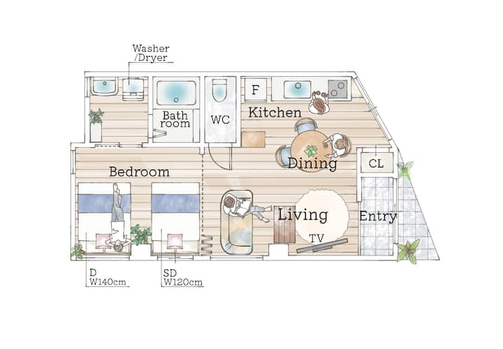 No Stairs 1f Dishwasher Free Parking 2-4 Guests - Okayama