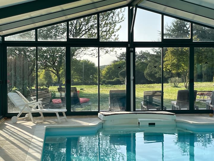 Maison 8 P. Piscine Chauffée Parc 2 Ha 900m Plage - Baden