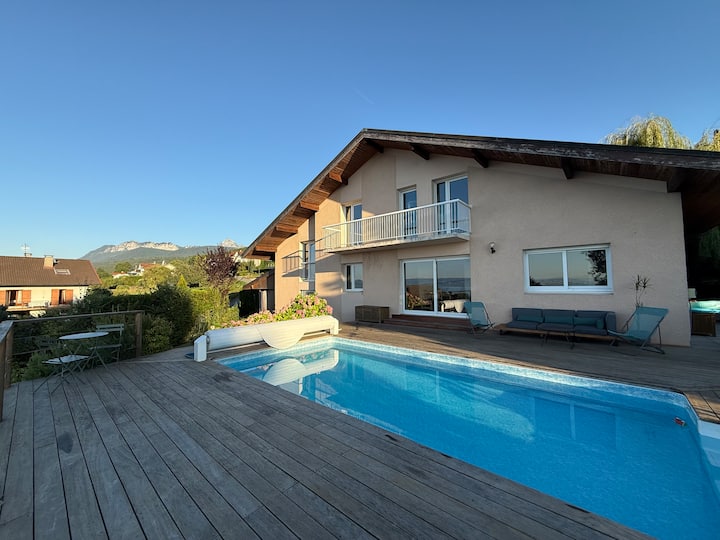 Villa Avec Piscine Vue Lac Et Montagnes - Bernex