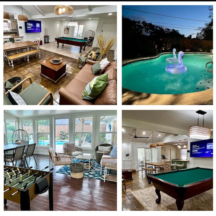 Heated Pool W Sunroom, Central Hou, 10 Beds, 16ppl - Houston, TX