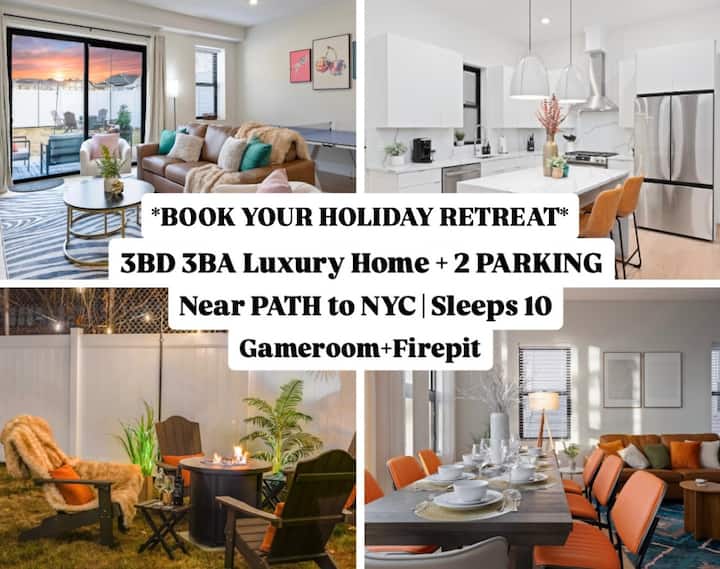 Near Path To Nyc! Rare 2 Car Park+gamerm+firepit! - Harrison, NJ