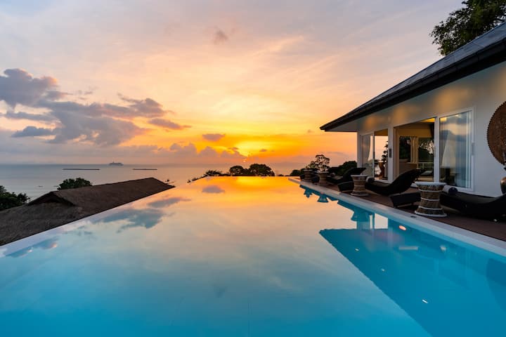 M&m Villa 8卧海景日落 滑梯泳池 瑜伽 儿童 网球场 花园 大庄园别墅 - Don Sak