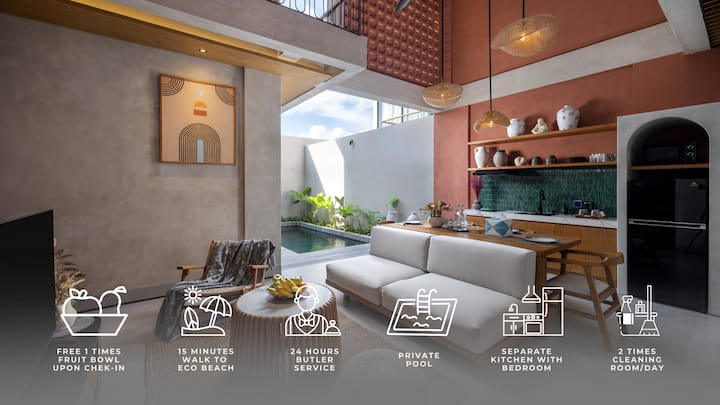 1 Br Modern Private Canggu Villa With Pool - Bali