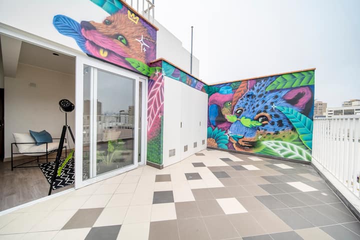 Penthouse Artístico Y Piscina Cerca Parque Kennedy - Peru