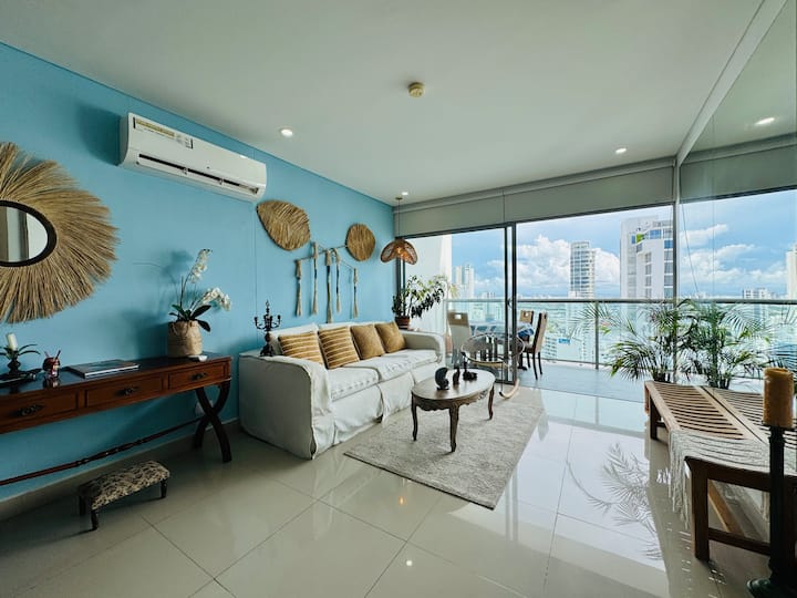 Boho Apartment | Stunning Bay Views | Bocagrande - Cartagena