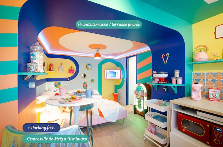 "Retro Candy Lounge" Parking Inclus+ Terrasse - Metz