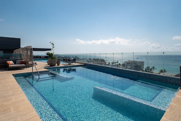 Lujoso Acogedor 1bd Rooftop Vistas A Pasos Del Mar - 플라야 델 카르멘