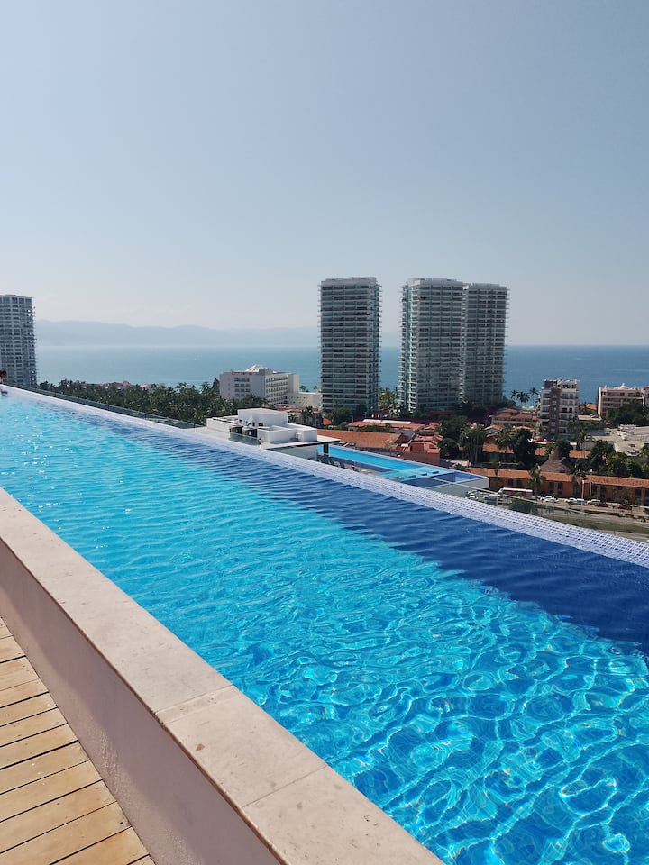 Ocean & Mountain View Apto. 180°balcony. Roof Pool - Puerto Vallarta