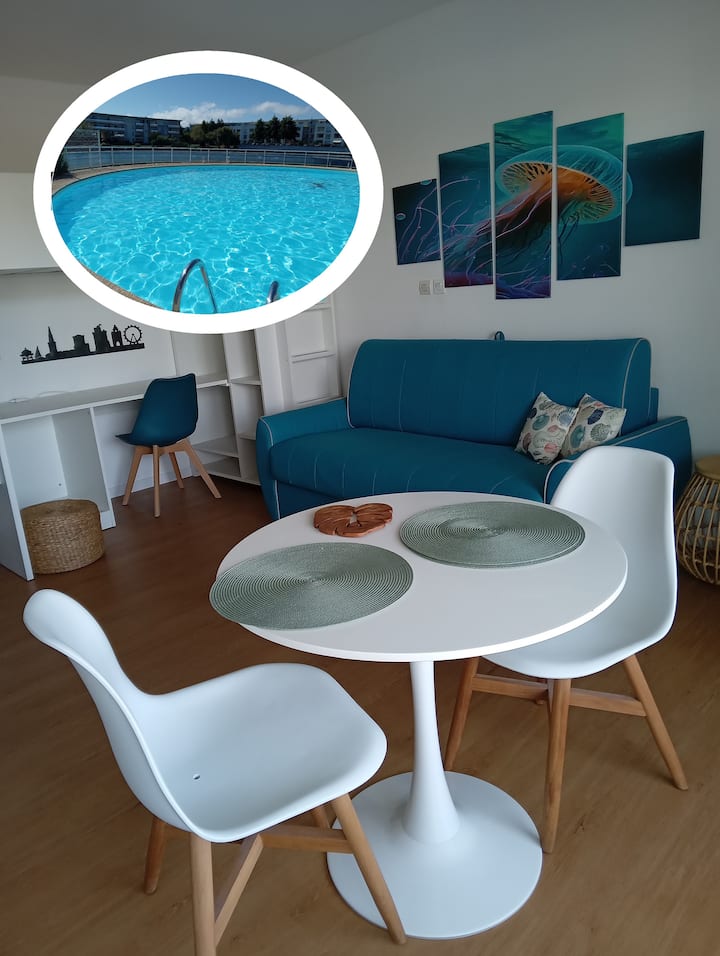 La Méduse, Studio Terrasse Vue Lac - Piscine L'été - La Rochelle