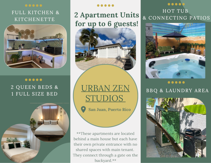 2 Private Apts (Jacuzzi+patio+kitchen+bbq+laundry) - Guaynabo