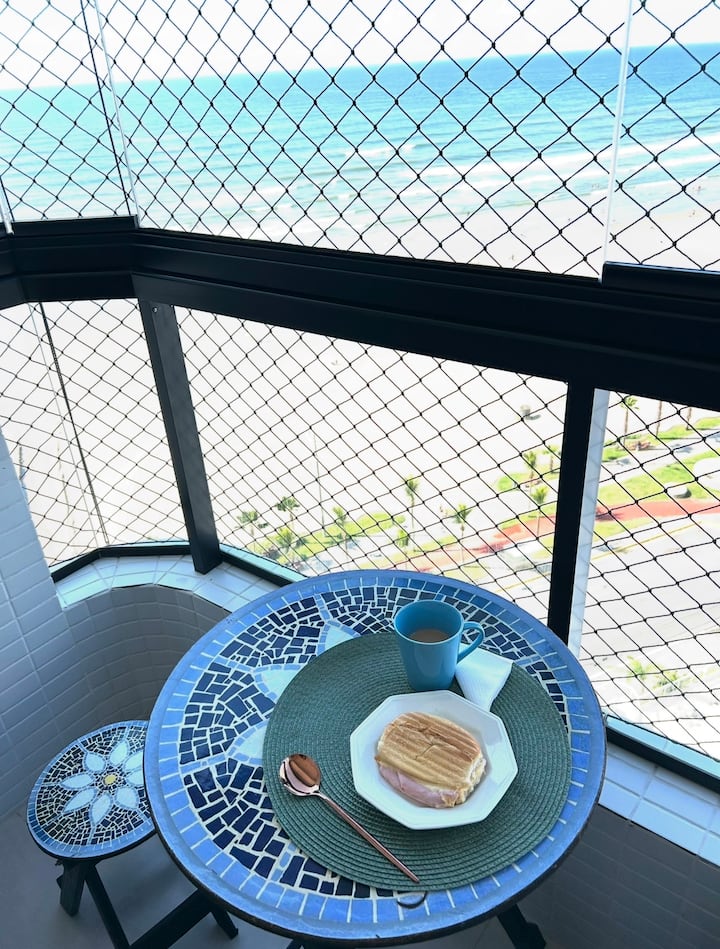 Varanda Gourmet/vista Mar/wi-fi/cama Queen - Praia Grande