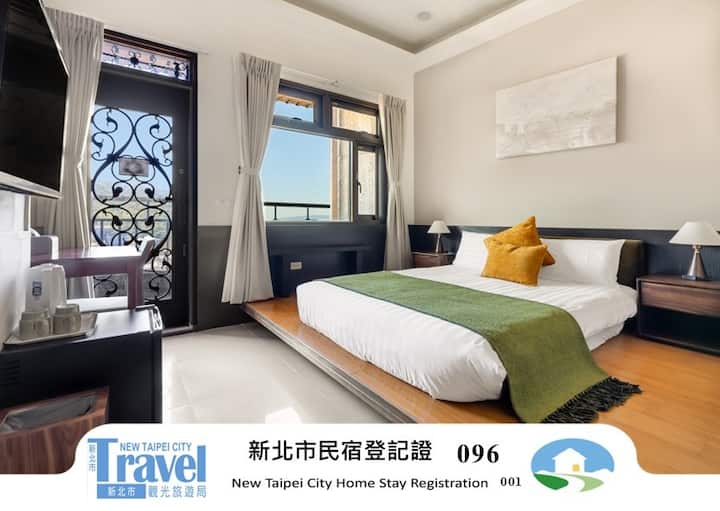 九份 和風小築智能入住旅宿丨近老街丨山景雙人房-附陽台 - 瑞芳區