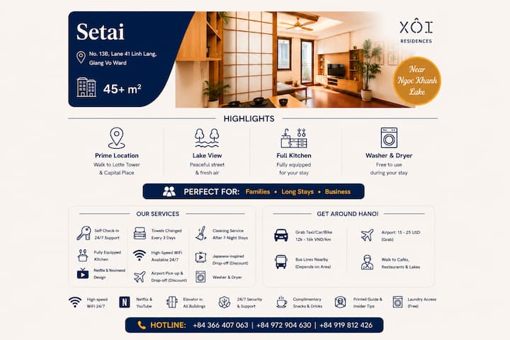 Xoi Setai 2br Suite|lift|laundry|netflix @Center - Hanoi