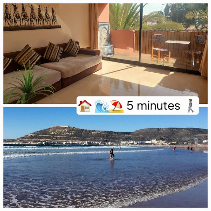 Plage 5 Minutes à Pied - Balcon, Smart Tv, Wifi - Agadir